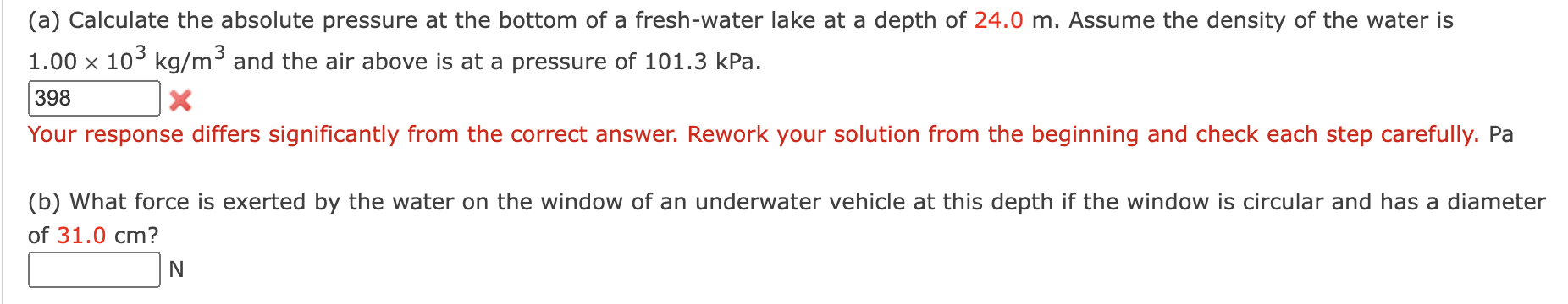 Solved SEE PICTURE(a) Calculate the absolute pressure at the | Chegg.com