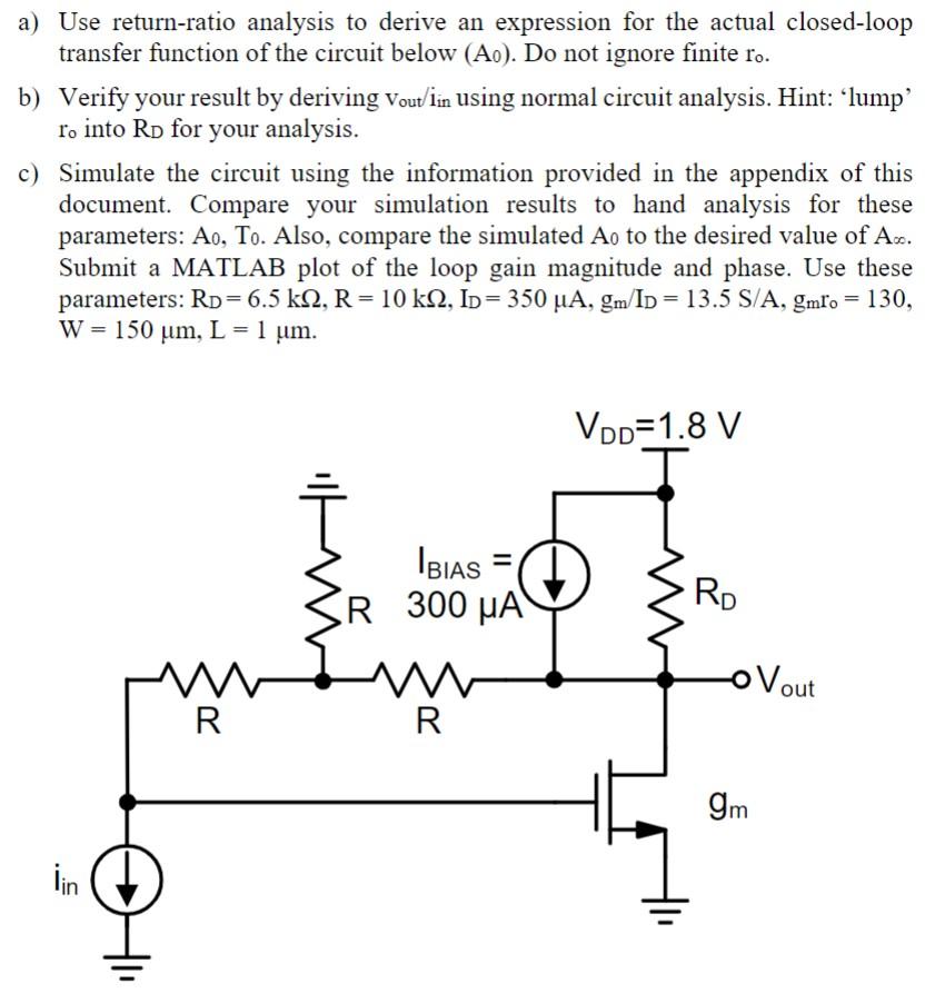 a) Use return-ratio analysis to derive an expression | Chegg.com