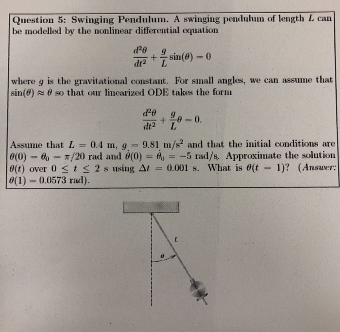 Solved Question 5: Swinging Pendulum. A swinging pendulum of | Chegg.com