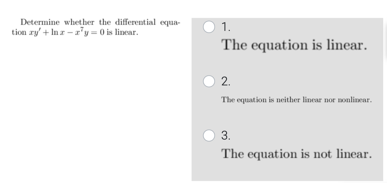 Solved Determine whether the differential equation | Chegg.com