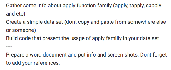 Solved Gather some info about apply function family (apply, | Chegg.com
