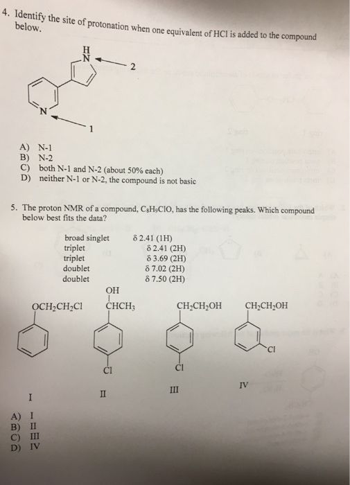 Solved 4. Identify the site of protonation when one | Chegg.com