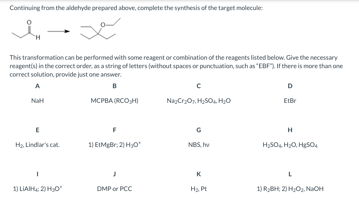 Solved Continuing from the aldehyde prepared above, complete | Chegg.com