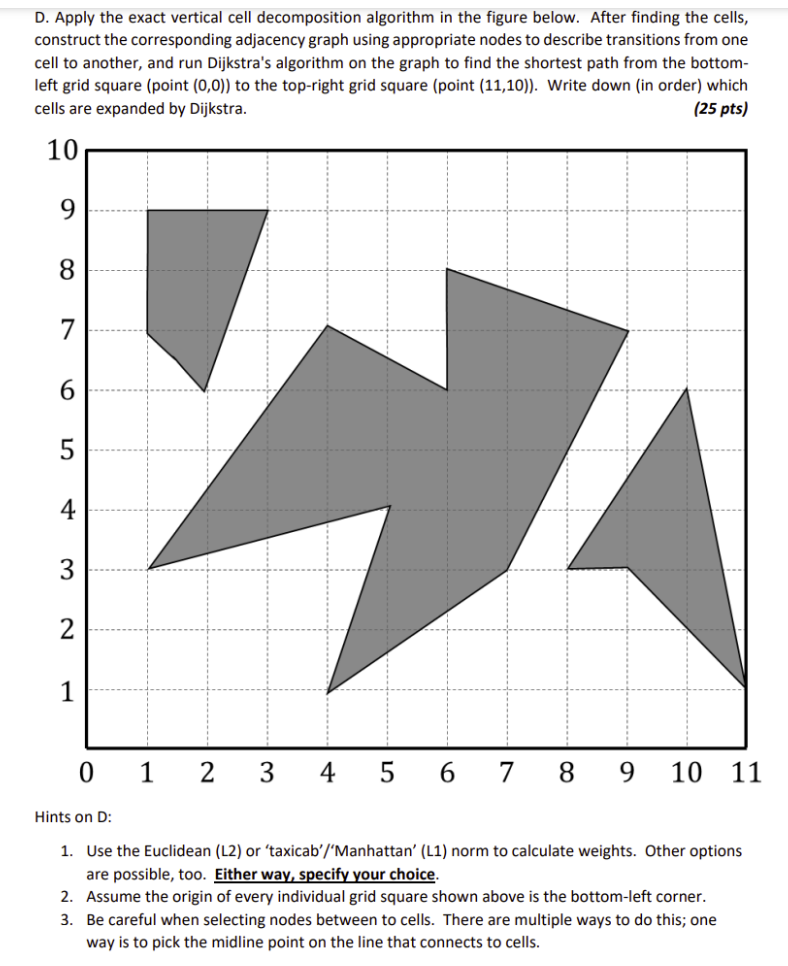 Solved D. Apply the exact vertical cell decomposition | Chegg.com