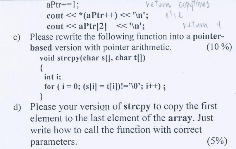 Solved III. A pointer array is declared as follows: (total | Chegg.com