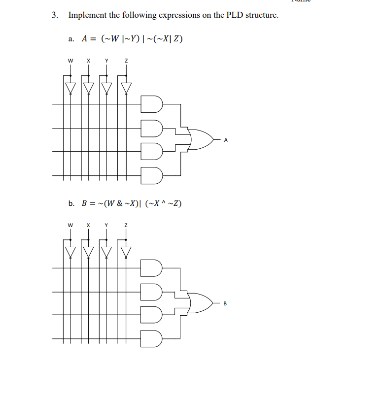 Solved 3. Implement the following expressions on the PLD | Chegg.com