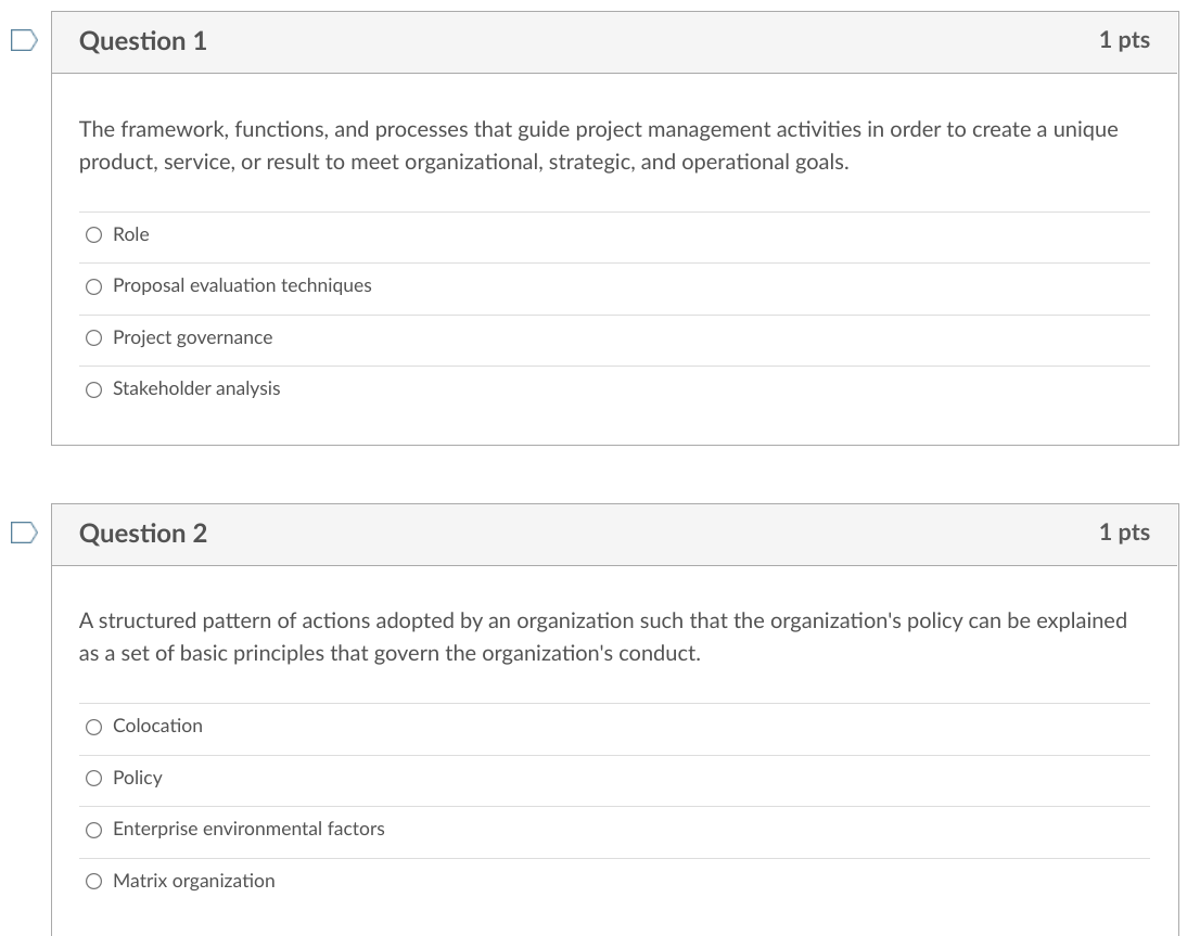 Solved Question 5 1 pts Project management office (PMO) O A | Chegg.com