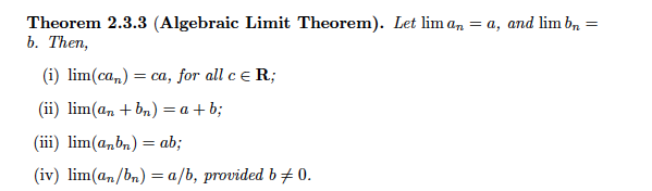 Solved Problem 1: Use the Algebraic Limit Theorem to prove | Chegg.com
