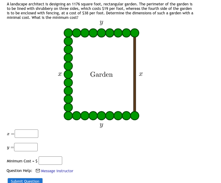 Solved A landscape architect is designing an 1176 square | Chegg.com
