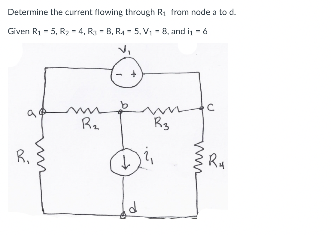 Solved Determine The Current Flowing Through R1 From Node A