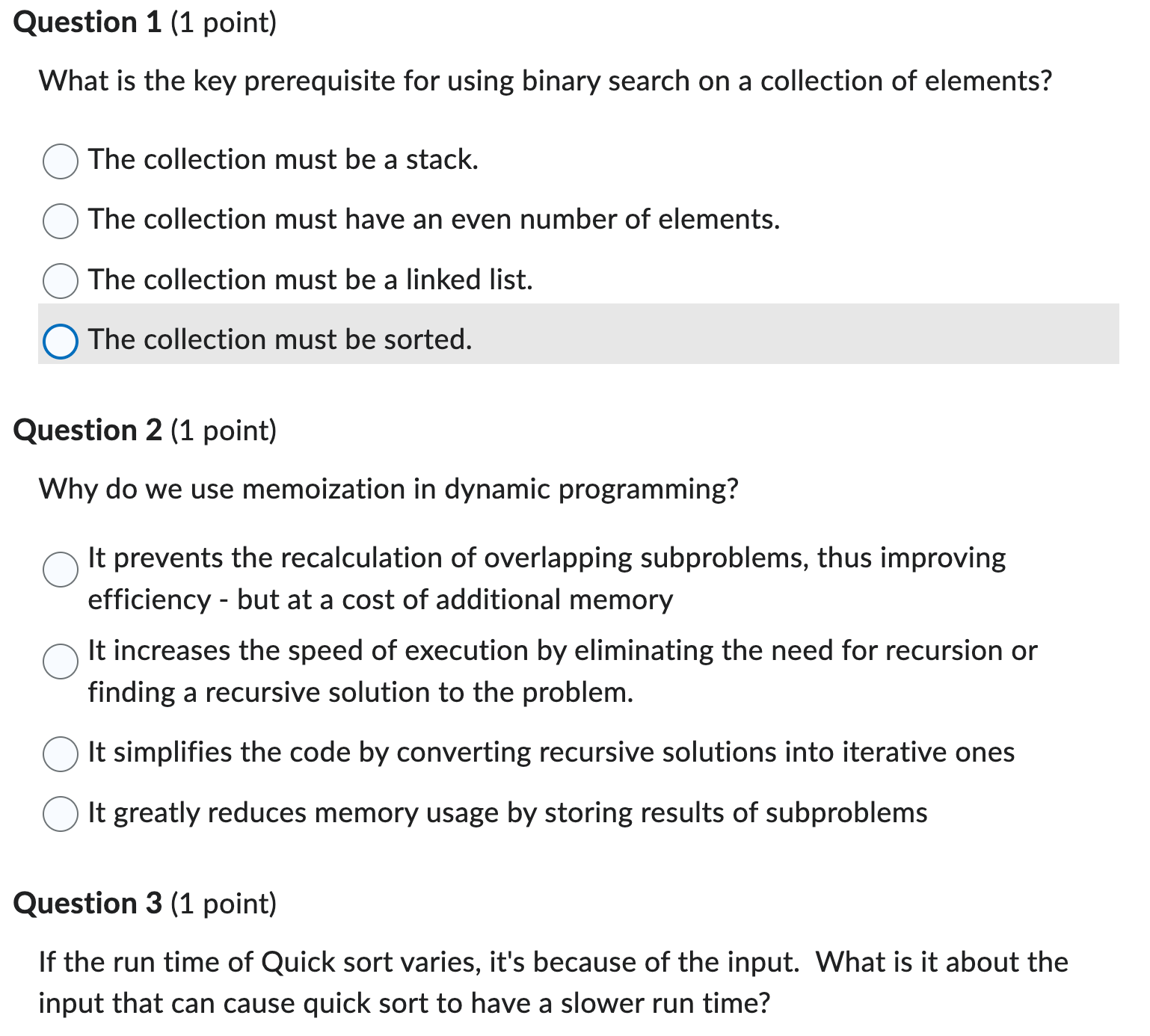Solved What is the key prerequisite for using binary search | Chegg.com
