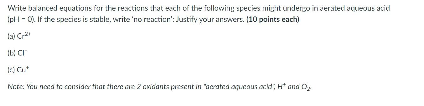 Solved Write balanced equations for the reactions that each | Chegg.com