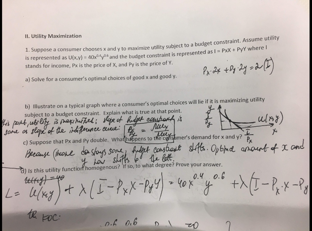Solved Ii Utility Maximization 1 Suppose A Consumer