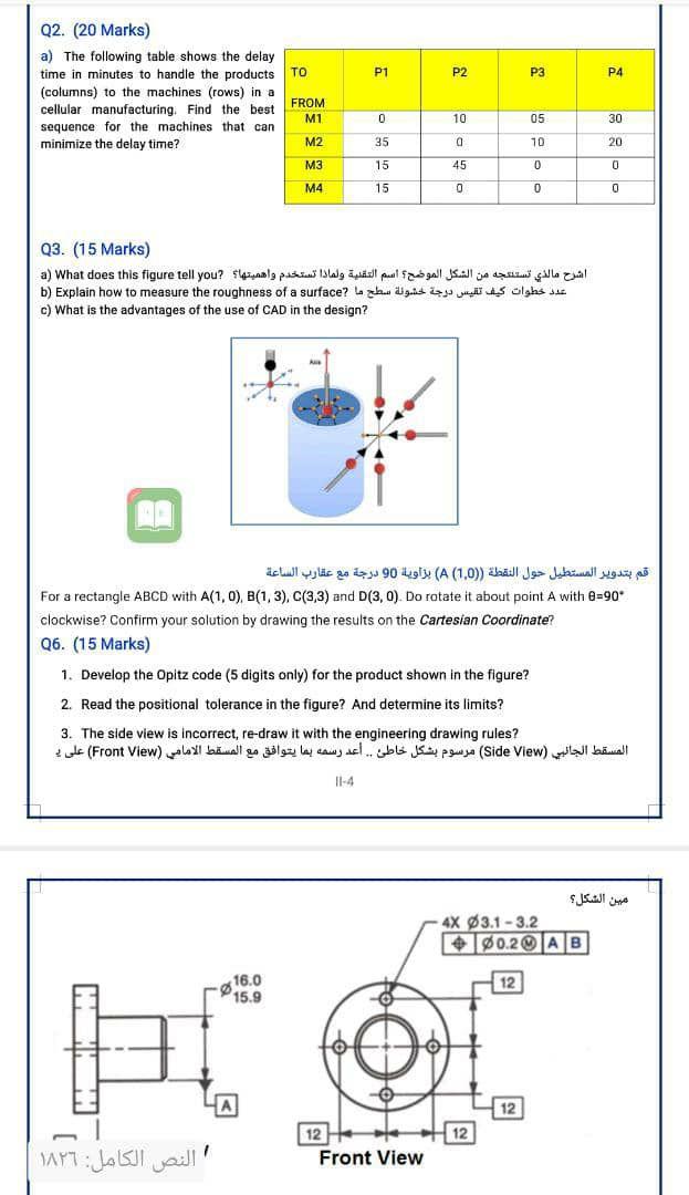 Solved P P2 P3 P4 Q2. (20 Marks) a) The following table | Chegg.com