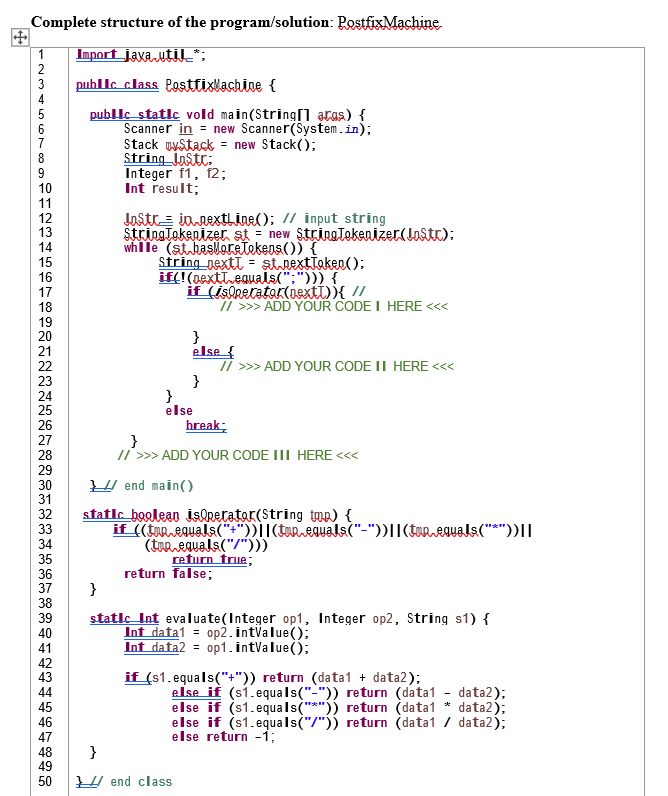 Solved The Postfix Machine is a program that receives a | Chegg.com