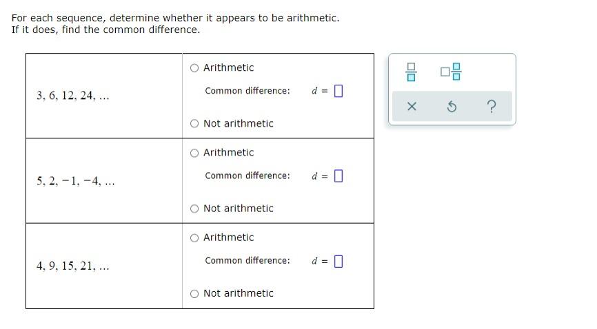 Solved For each sequence, determine whether it appears to be | Chegg.com