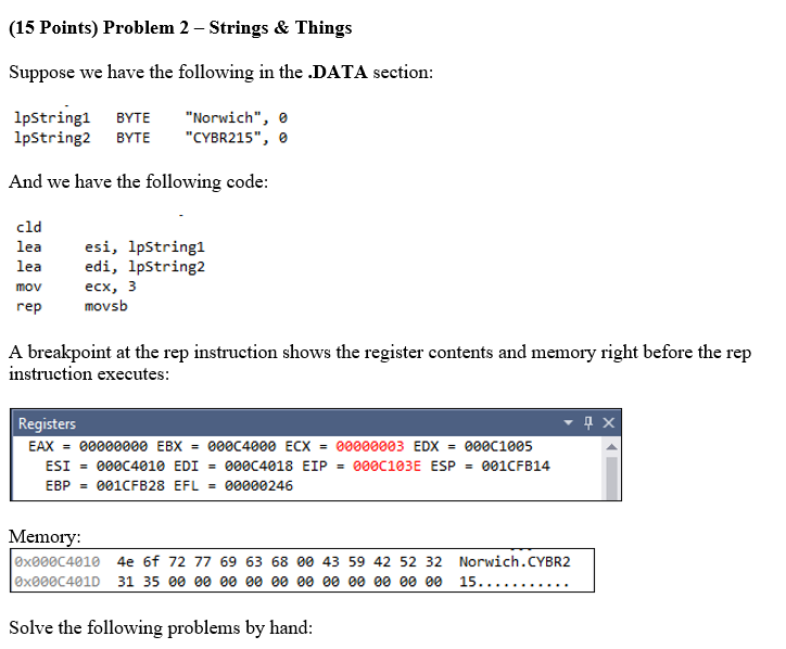 Solved (15 Points) Problem 2 - Strings & Things Suppose we | Chegg.com