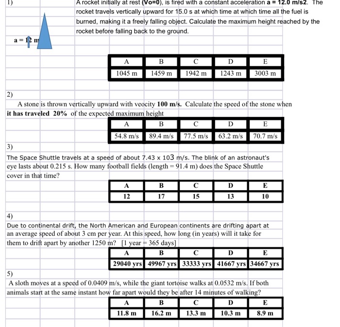 Solved A rocket initially at rest (Vo=0), is fired with a | Chegg.com