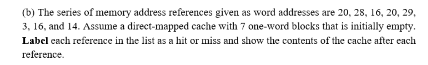 Solved (b) The series of memory address references given as | Chegg.com