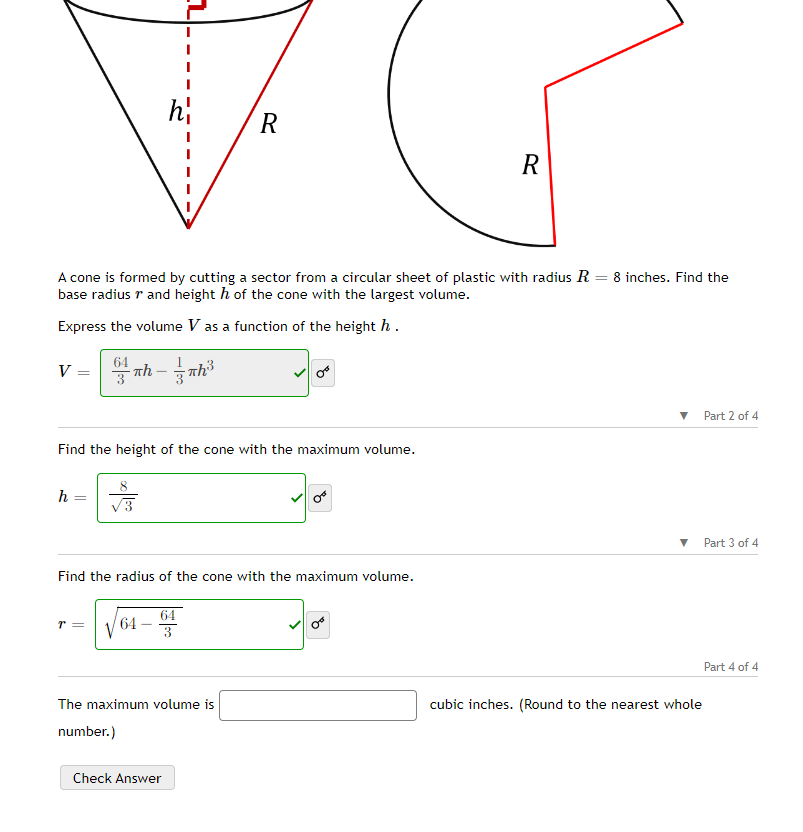 Solved A cone is formed by cutting a sector from a circular | Chegg.com