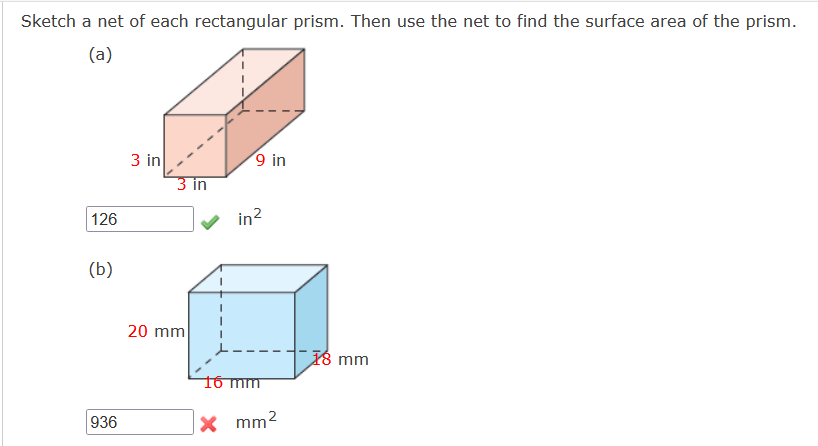 Solved Sketch a net of each rectangular prism. Then use the | Chegg.com
