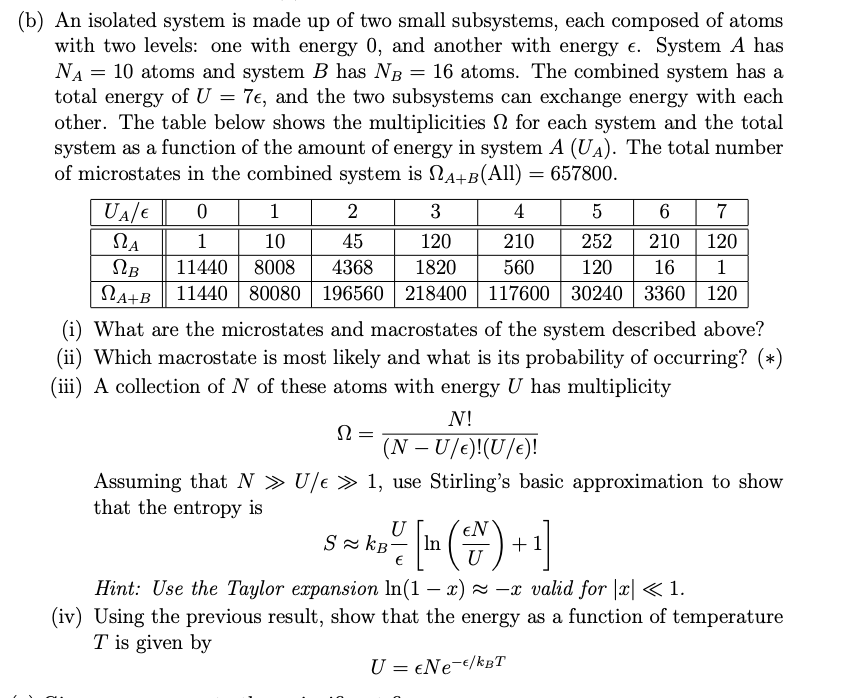 Solved An isolated system is made up of two small | Chegg.com