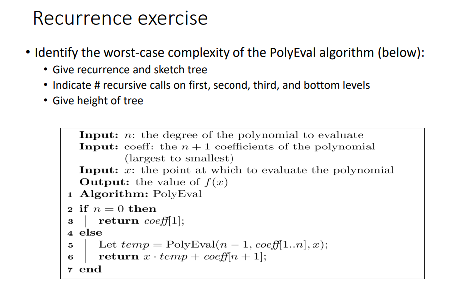 Solved Recurrence Exercise Identify The Worst Case