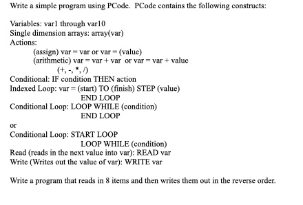 Solved Write a simple program using PCode. PCode contains | Chegg.com