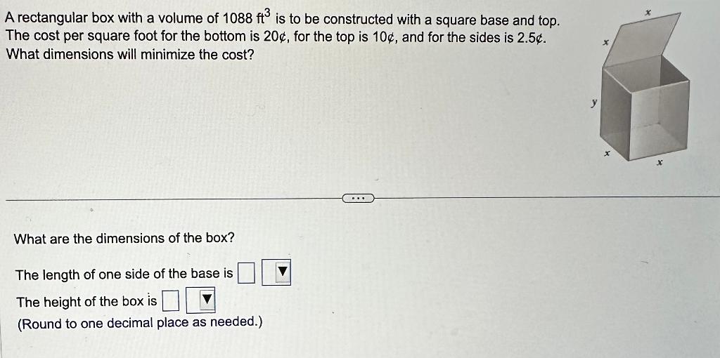 Solved A rectangular box with a volume of 1088ft3 is to be | Chegg.com