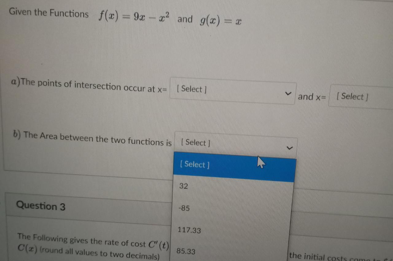 Solved Given the Functions f(x) = 9x - 22 and g(x) = 2 a)The | Chegg.com