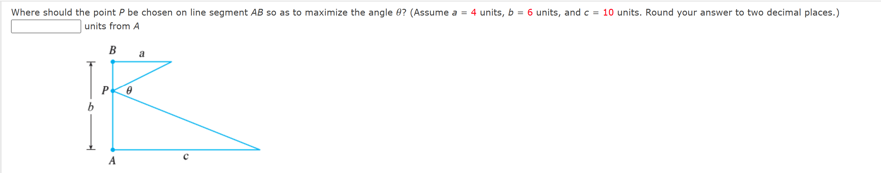 Solved b=6 units, and c=10 | Chegg.com