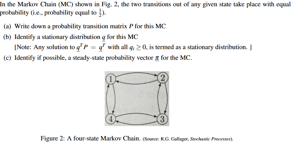 Solved In the Markov Chain (MC) shown in Fig. 2, the two | Chegg.com