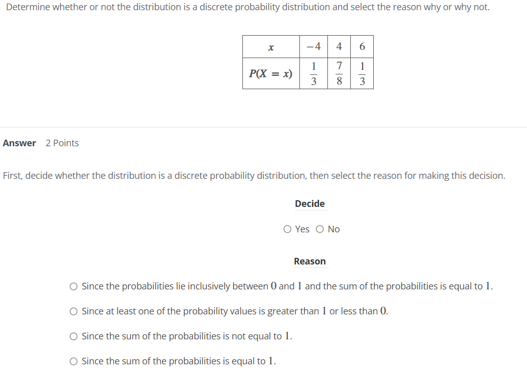 Solved Determine whether or not the distribution is a | Chegg.com