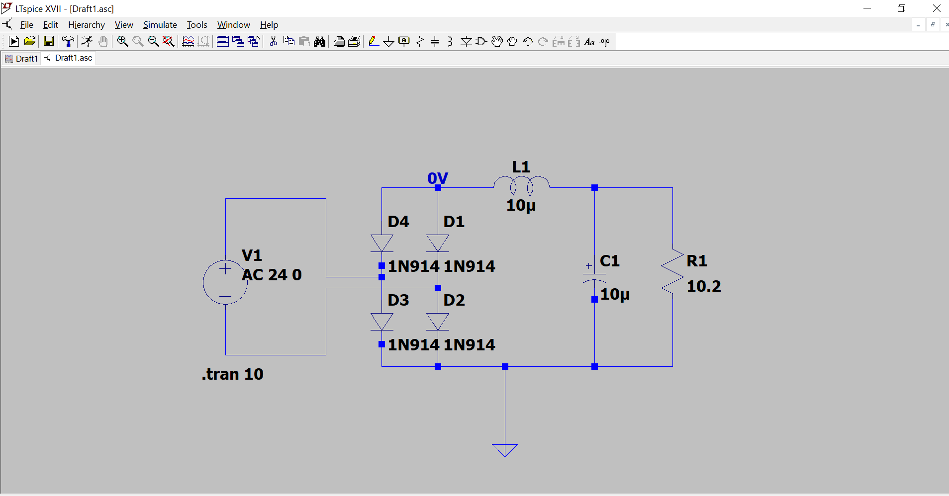 Solved - x 17 LTspice XVII - [Draft1.asc] Eile Edit | Chegg.com