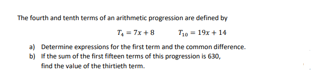 Solved The fourth and tenth terms of an arithmetic | Chegg.com