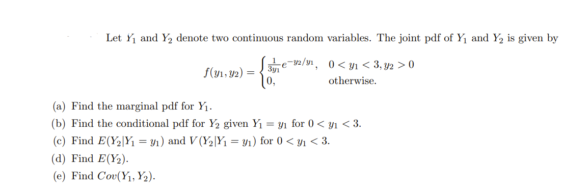 Solved Let Yį and Y2 denote two continuous random variables. | Chegg.com