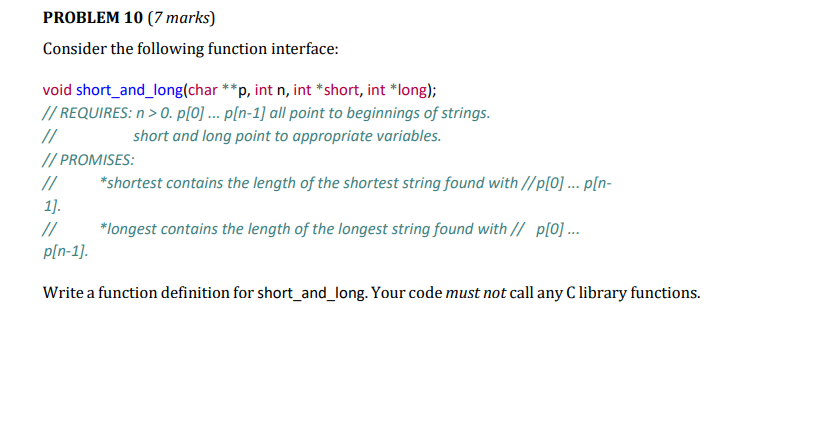 Solved PROBLEM 10 (7 marks) Consider the following function | Chegg.com