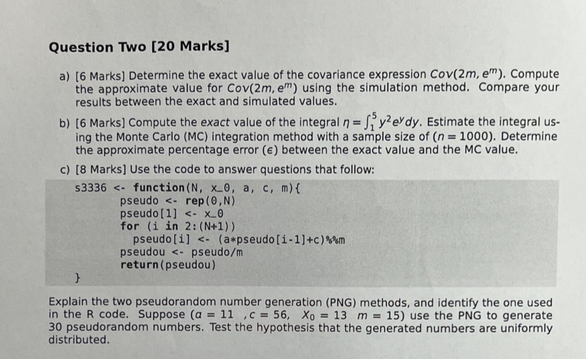 Solved a) [ 6 Marks] Determine the exact value of the | Chegg.com