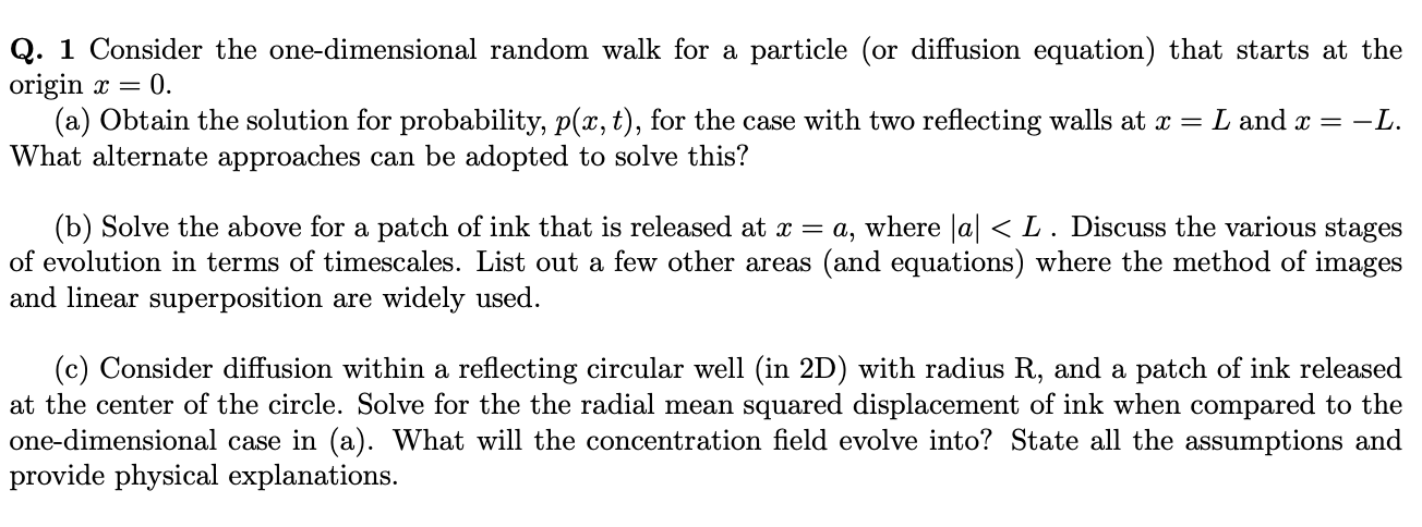 Q. 1 Consider the one-dimensional random walk for a | Chegg.com