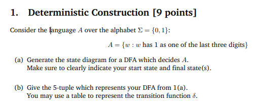 Solved Deterministic Construction [9 ﻿points]Consider the | Chegg.com