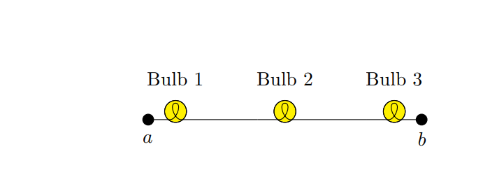 Solved Three light bulbs are connected in series as shown | Chegg.com