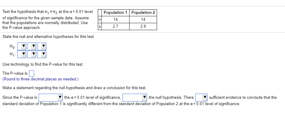 Solved Test the hypothesis that σ1 FO2 at the α 0.01 level | Chegg.com