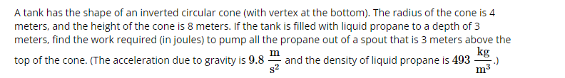 Solved A tank has the shape of an inverted circular cone | Chegg.com