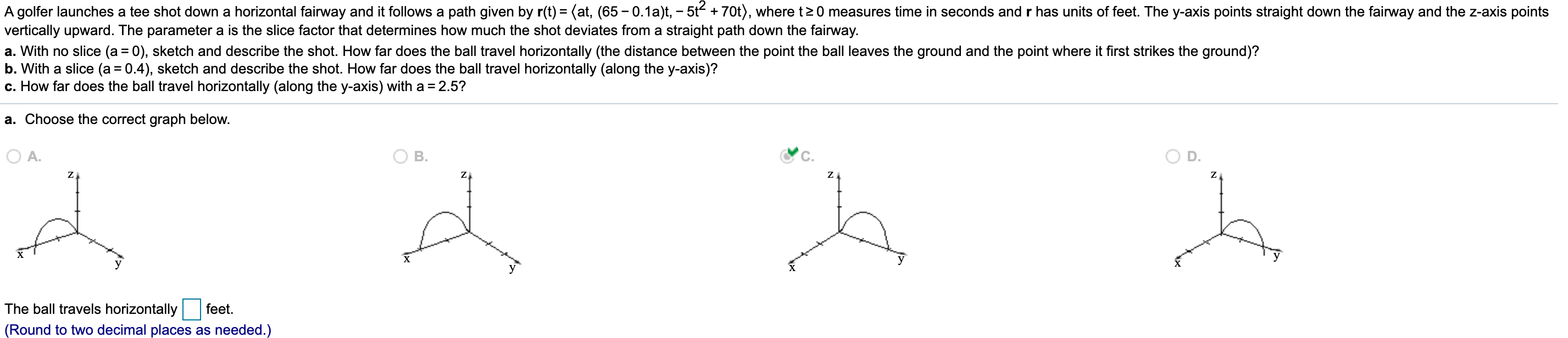 Solved A golfer launches a tee shot down a horizontal | Chegg.com
