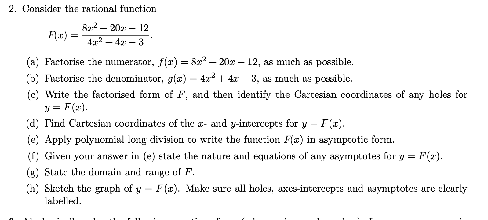 Solved 2 Consider The Rational Function