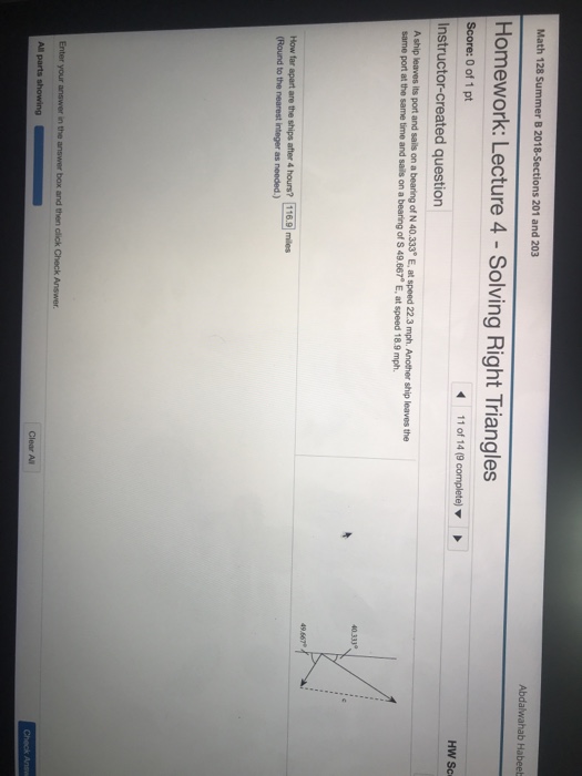 Solved Homework: Lecture 4 - Solving Right Triangles Score: | Chegg.com