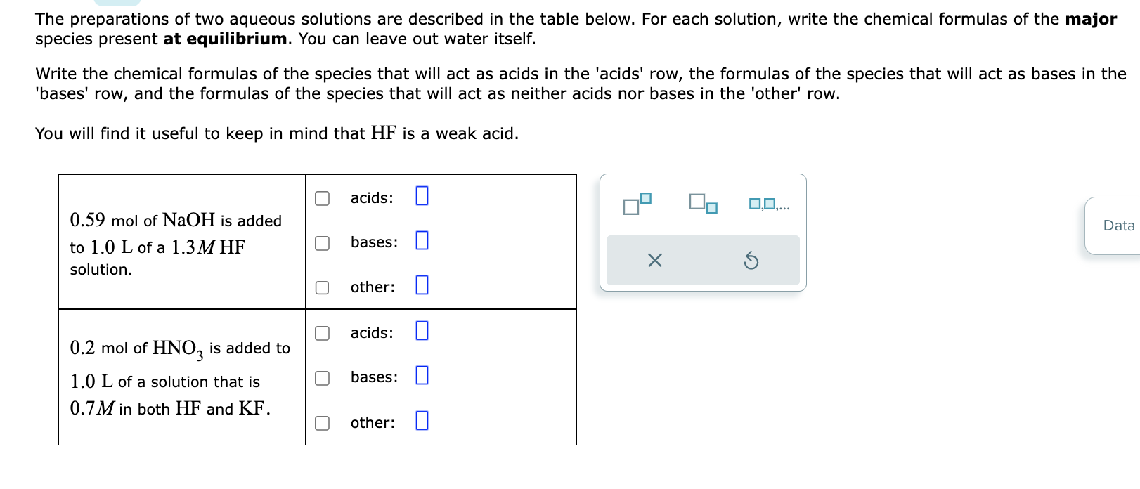 Solved The preparations of two aqueous solutions are | Chegg.com