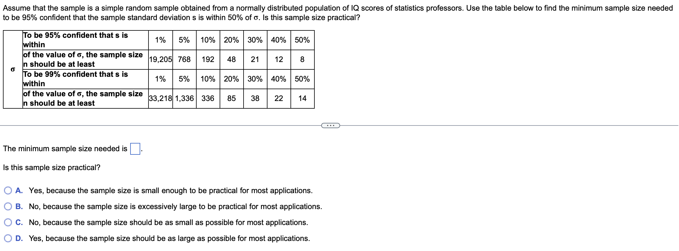 Solved The minimum sample size needed is Is this sample size | Chegg.com