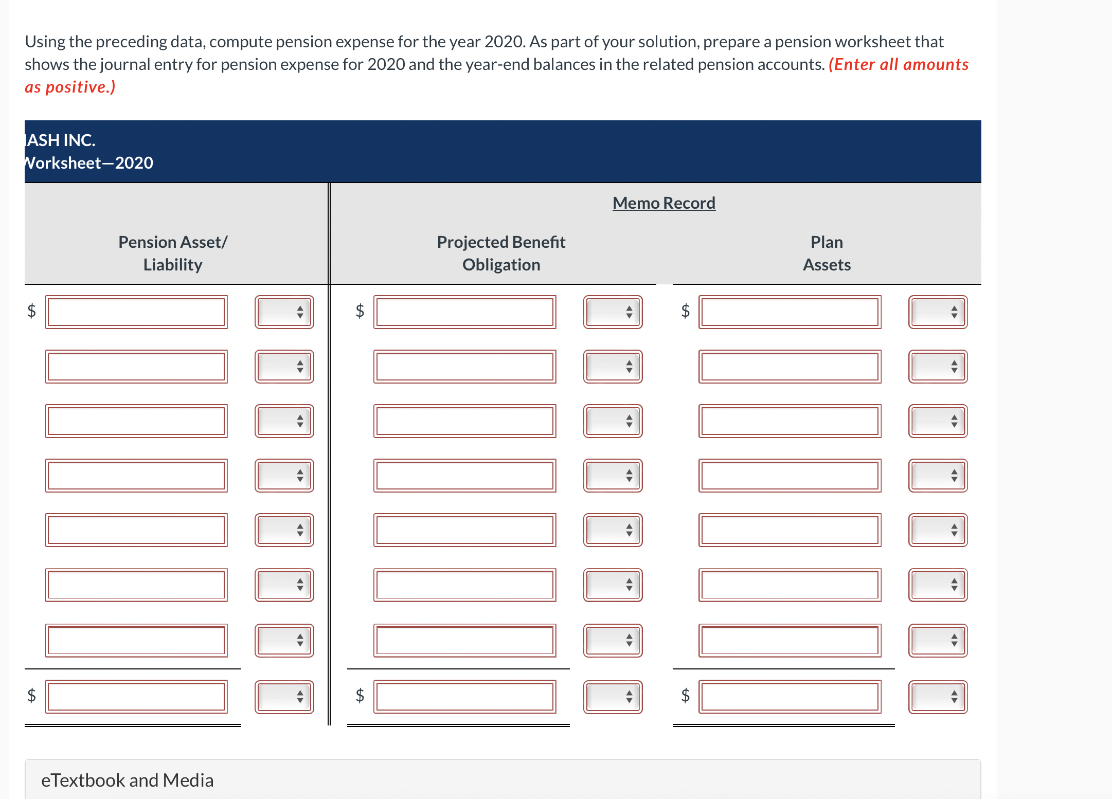 Using the preceding data, compute pension expense for | Chegg.com