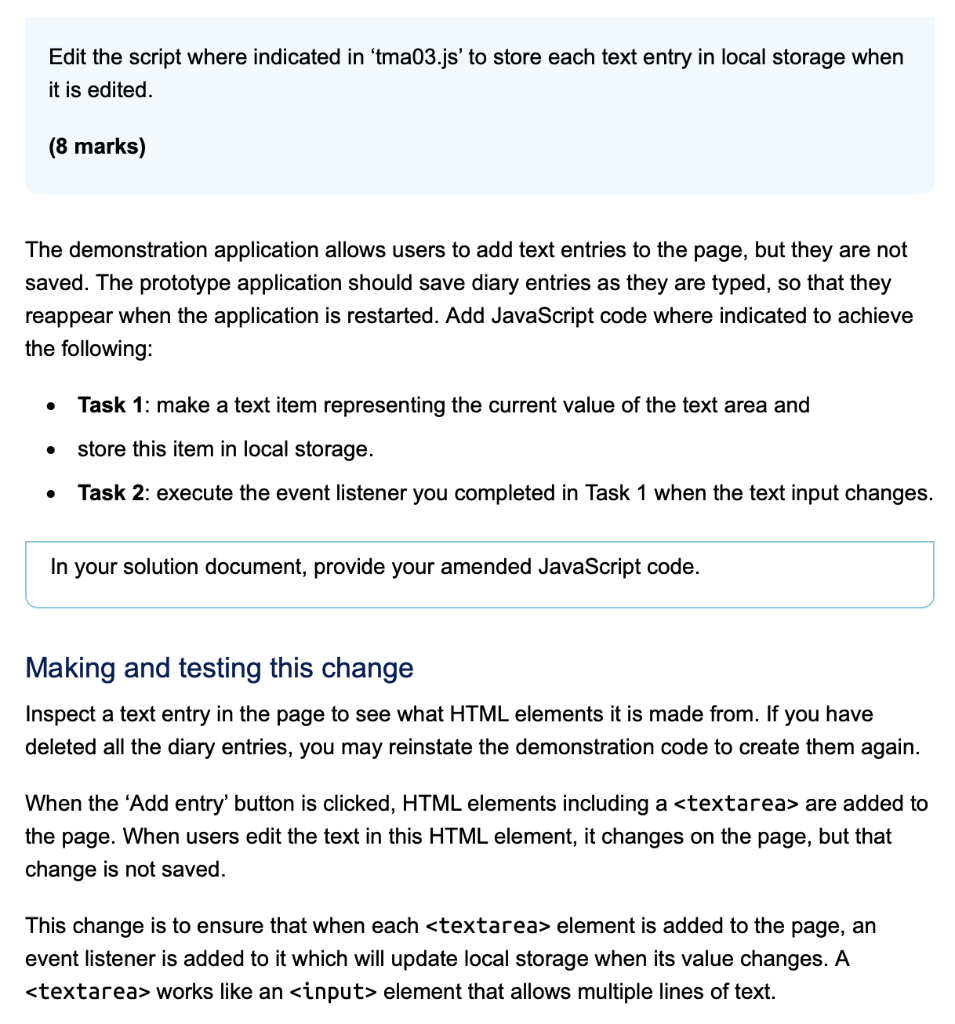 Solved Edit the script where indicated in 'tma03.js' to | Chegg.com
